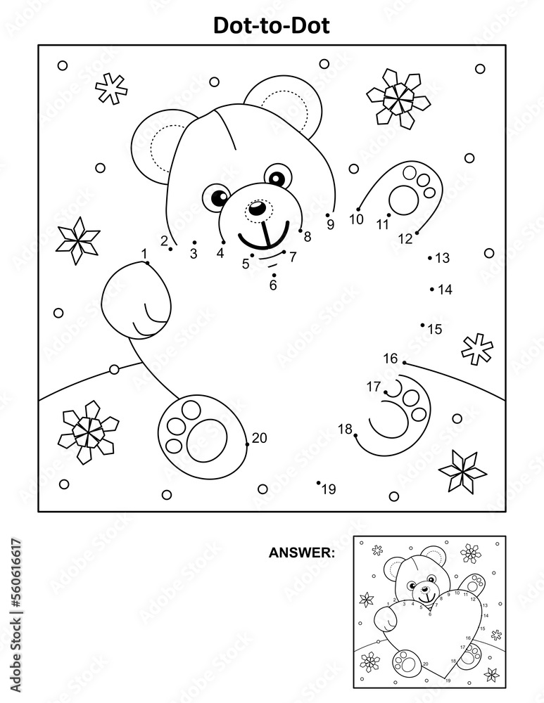 Valentine's Day dot-to-dot hidden picture puzzle and coloring page with ...