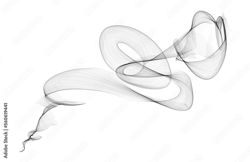 Abstract white puffs of smoke swirls overlay on black background ...