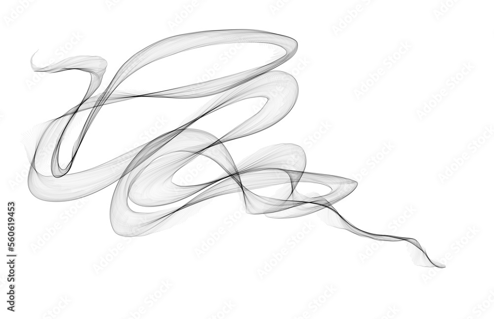 Abstract black puffs of smoke swirl overlay on transparent background ...