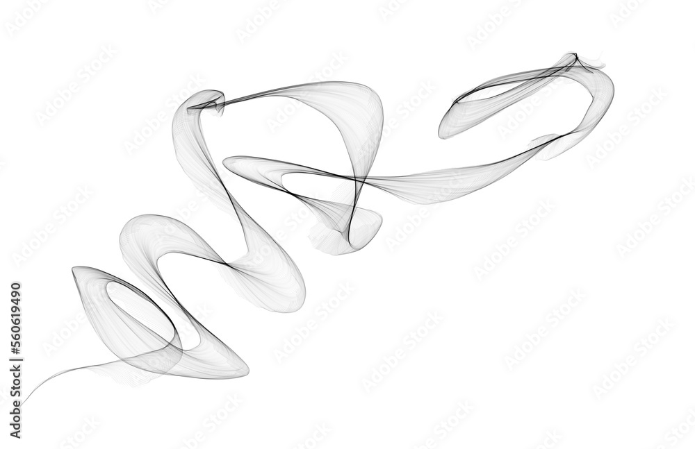 Abstract black puffs of smoke swirl overlay on transparent background ...