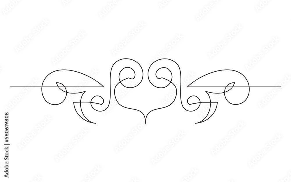 continuous line drawing symmetrical vignette design 5 - PNG image with ...