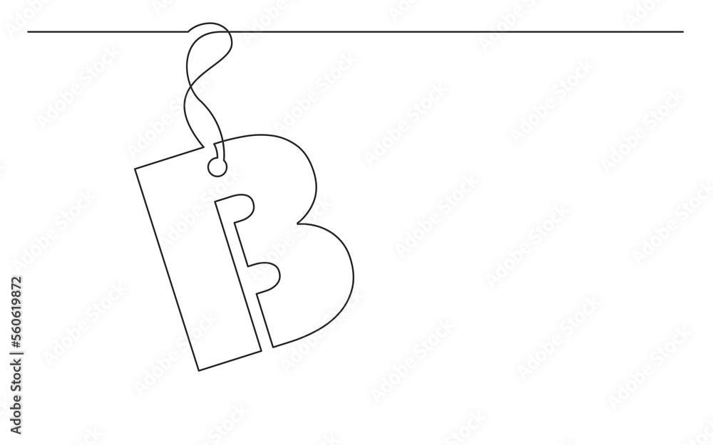 continuous line drawing tag label alphabet letter design b - PNG image ...