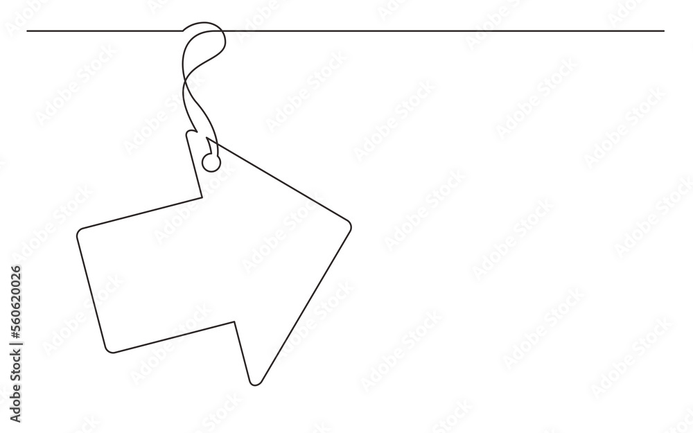 continuous line drawing tag label arrow design - PNG image with ...