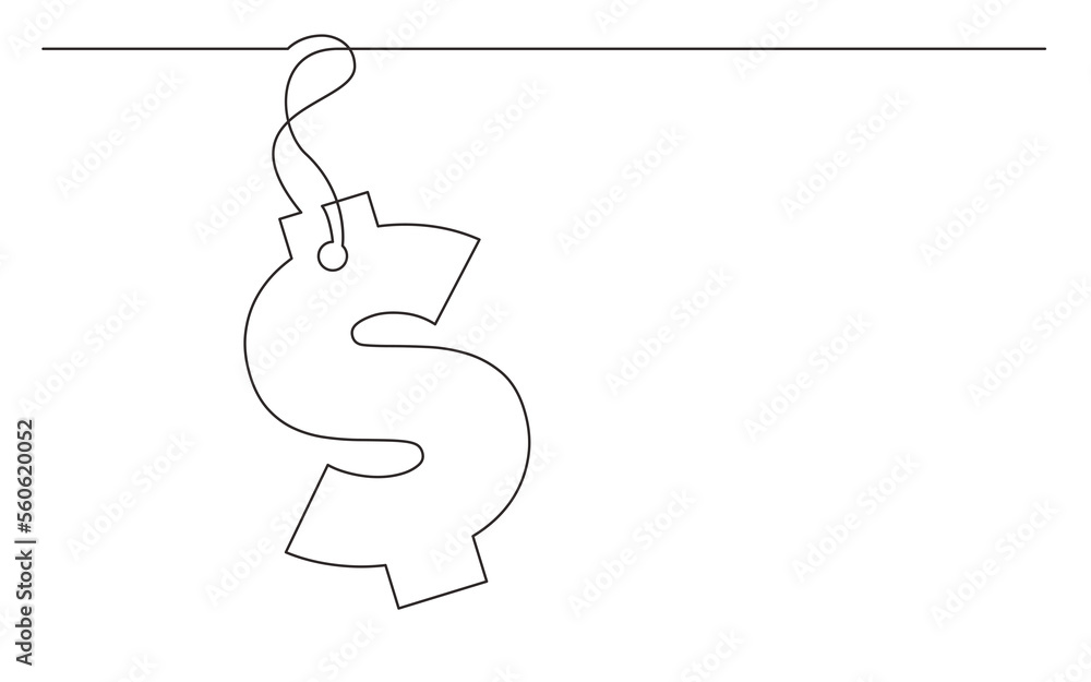 continuous line drawing tag label dollar sign design - PNG image with ...