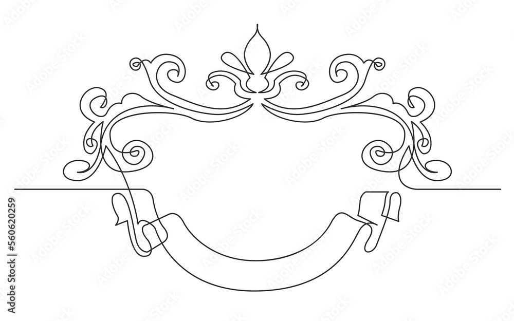 continuous line drawing vignette frame header design 2 - PNG image with ...