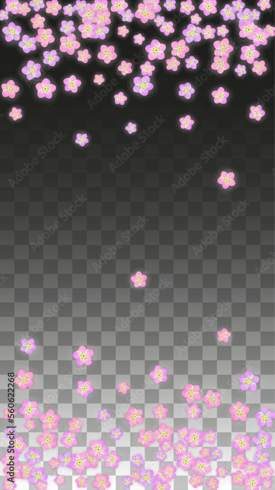 Vector Realistic Pink Flowers Falling on Transparent Background. Spring ...