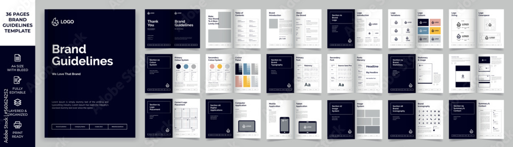 Brand Guideline Template, Simple style and modern layout Brand Style ...