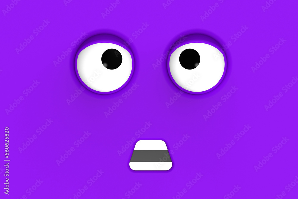 Blue face of cute character. Cute face. stupid face. emotion surprise ...