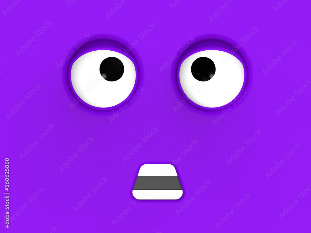 Blue face of cute character. Cute face. stupid face. emotion surprise ...