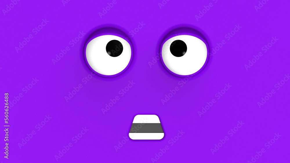 Blue face of cute character. Cute face. stupid face. emotion surprise ...