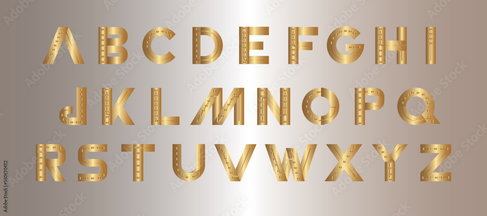 Gold Alphabet Letter, Metal letters font, shiny font Stock Vector ...