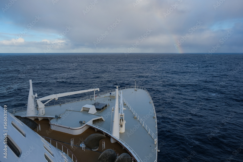 Rainbow at sea after storm during transatlantic passage on legendary ...
