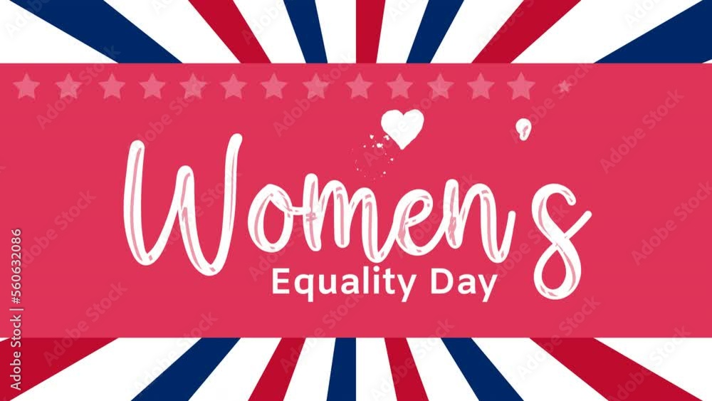 Women's equality day animated text with smooth animation heart and ...