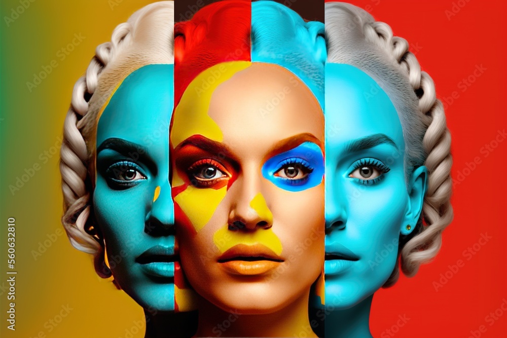 Multiple faces in profile that intersect. Multiple personality or ...