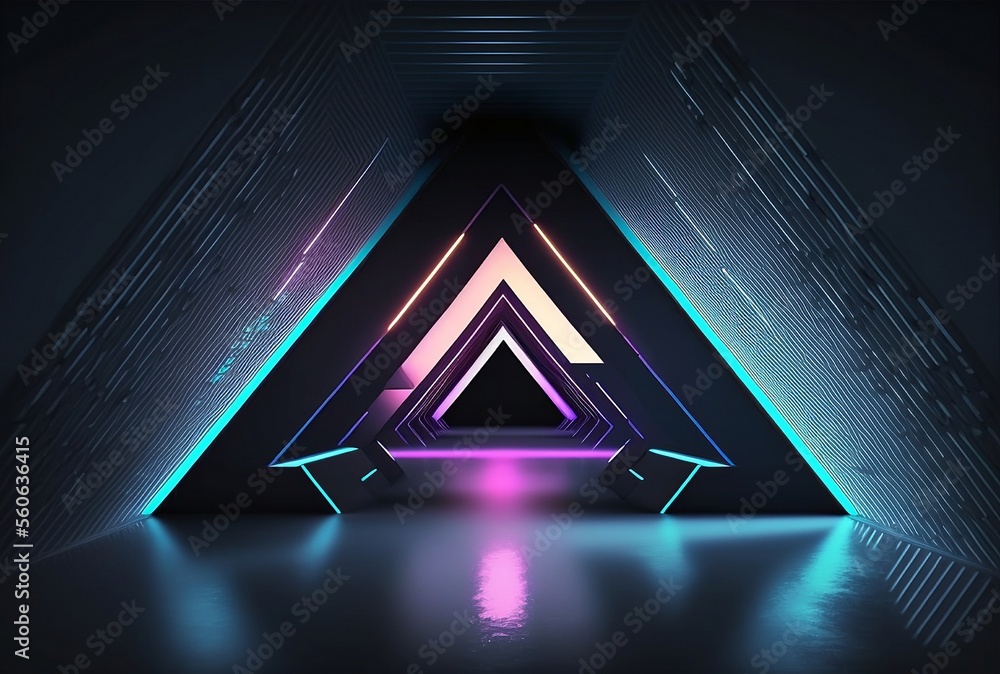 Futuristic Neon Glowing Purple, Blue Pink Triangle Shaped Tilted Lines ...