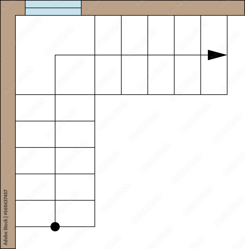 Stair for floor plan top view. Architectural element for scheme of ...