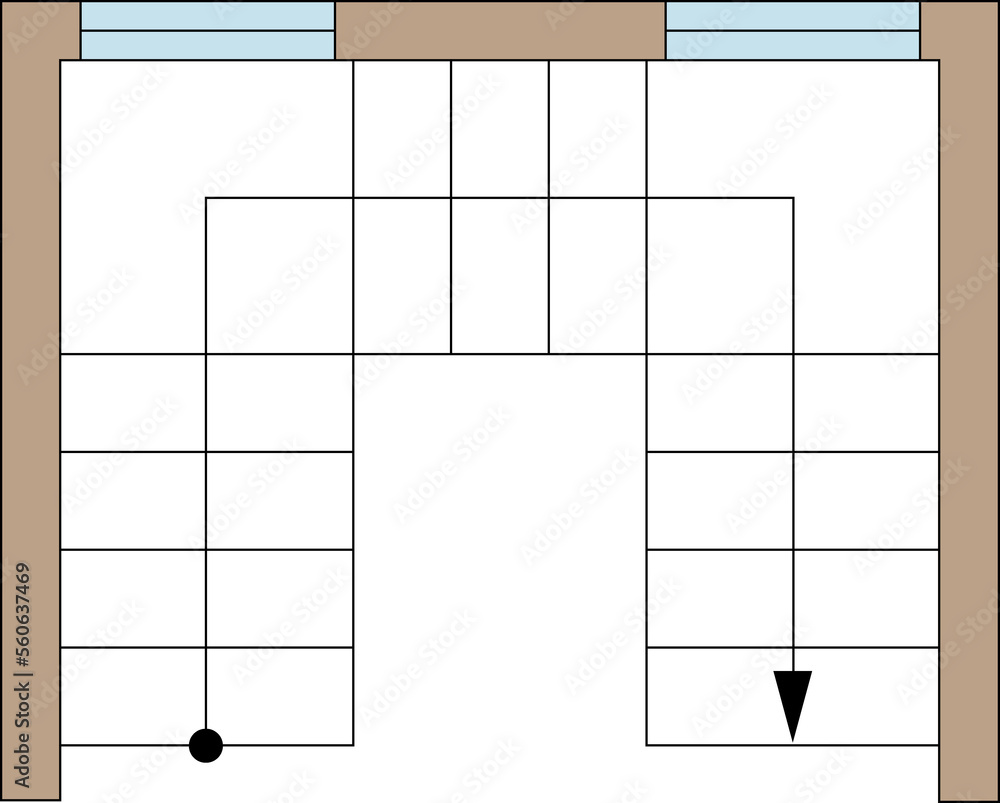 Stair for floor plan top view. Architectural element for scheme of ...