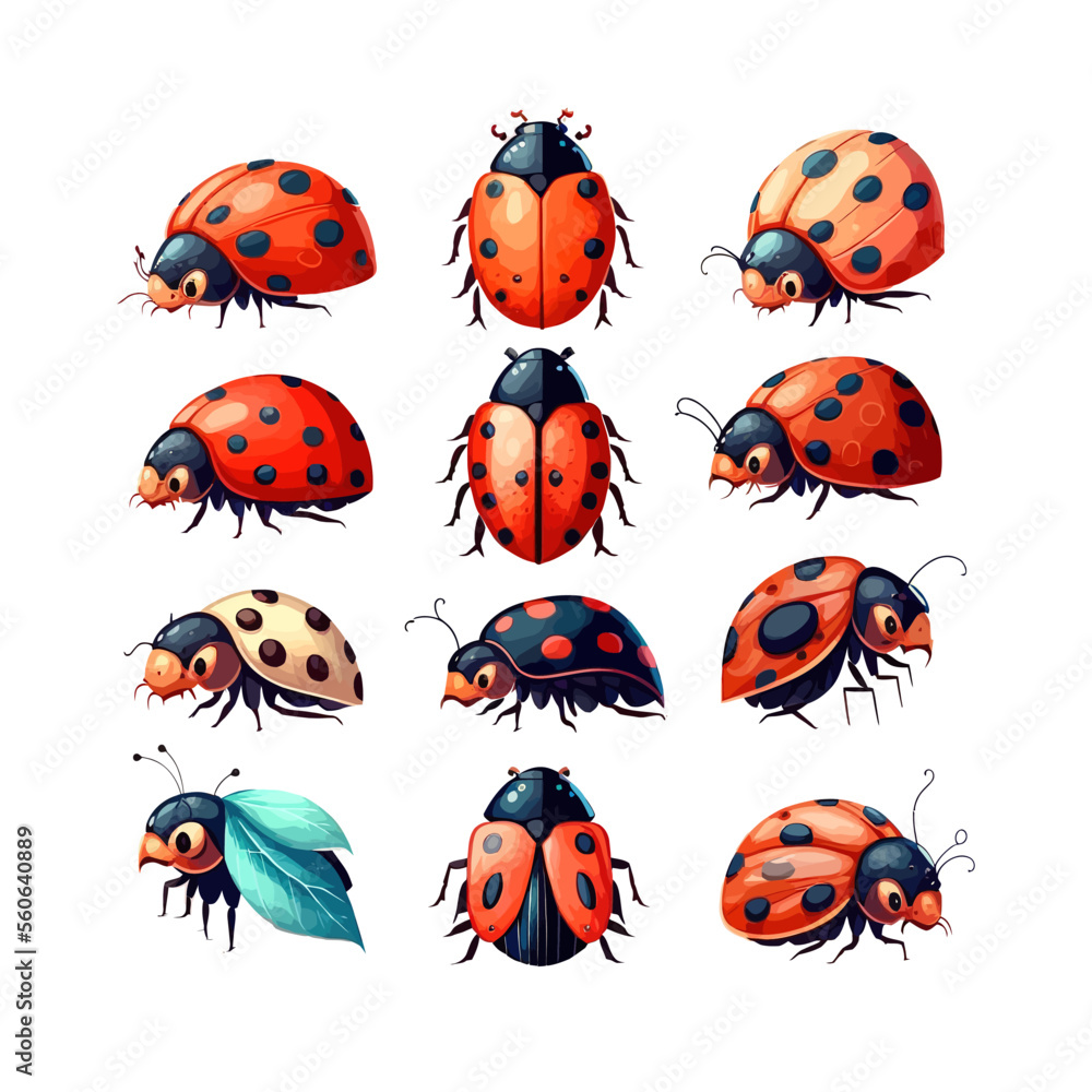 Cartoon ladybug. Isolated on background. Cartoon flat vector ...