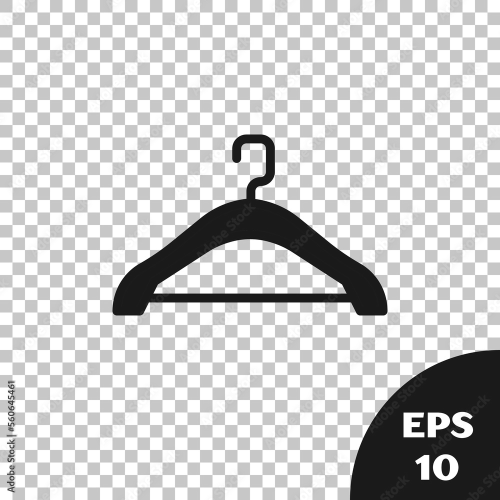 Black Hanger wardrobe icon isolated on transparent background ...