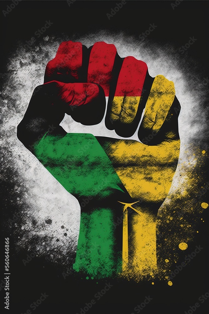 Black history month celebration symbol Fist in Pan-Arican colors Ai ...