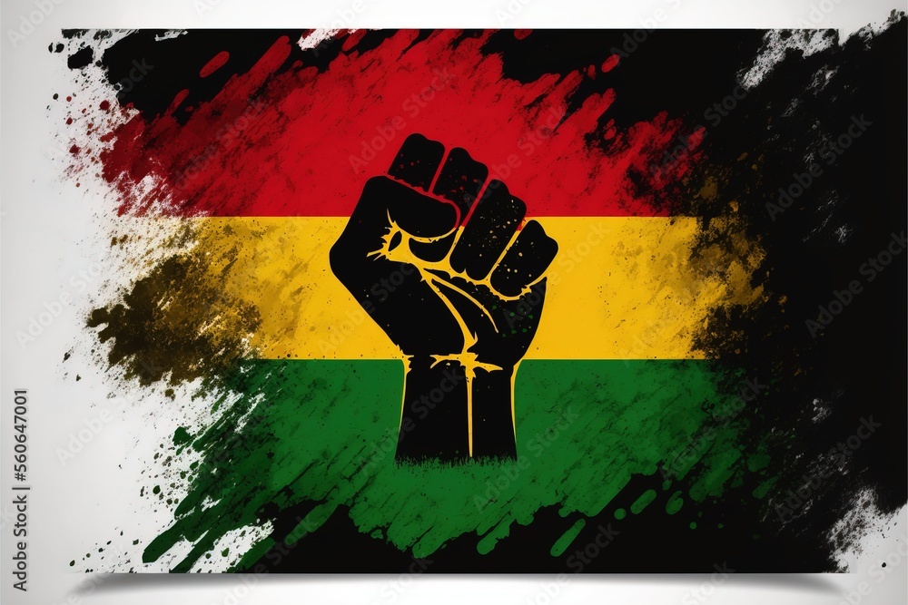 Black history month celebration symbol Fist in Pan-Arican colors Ai ...