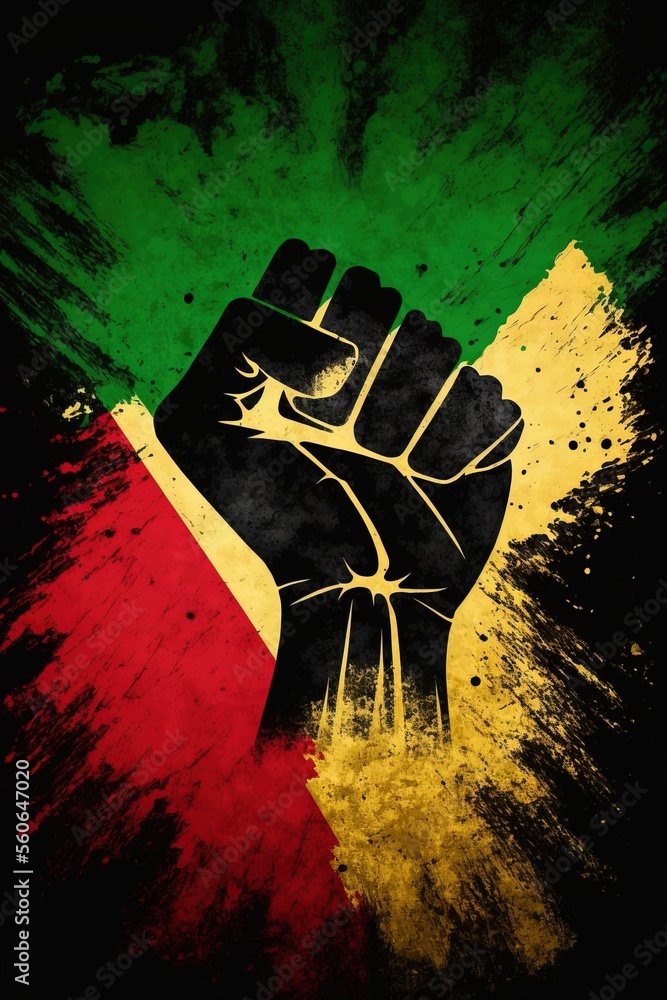 Black history month celebration symbol Fist in Pan-Arican colors Ai ...