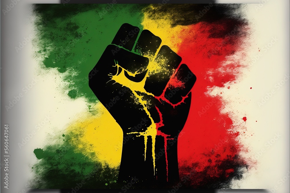 Black history month celebration symbol Fist in Pan-Arican colors Ai ...