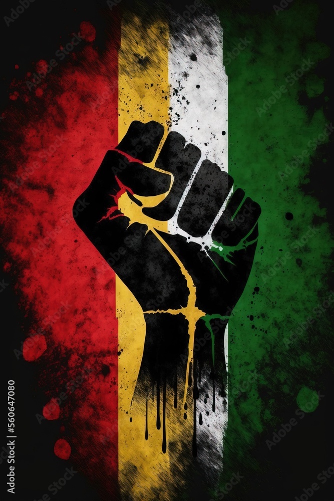 Black history month celebration symbol Fist in Pan-Arican colors Ai ...