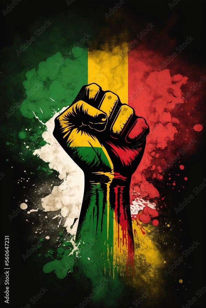 Black history month celebration symbol Fist in Pan-Arican colors Ai ...
