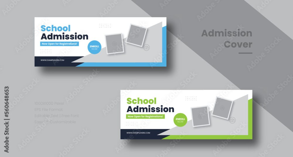 school education Facebook cover page layout & kids school admission web ...