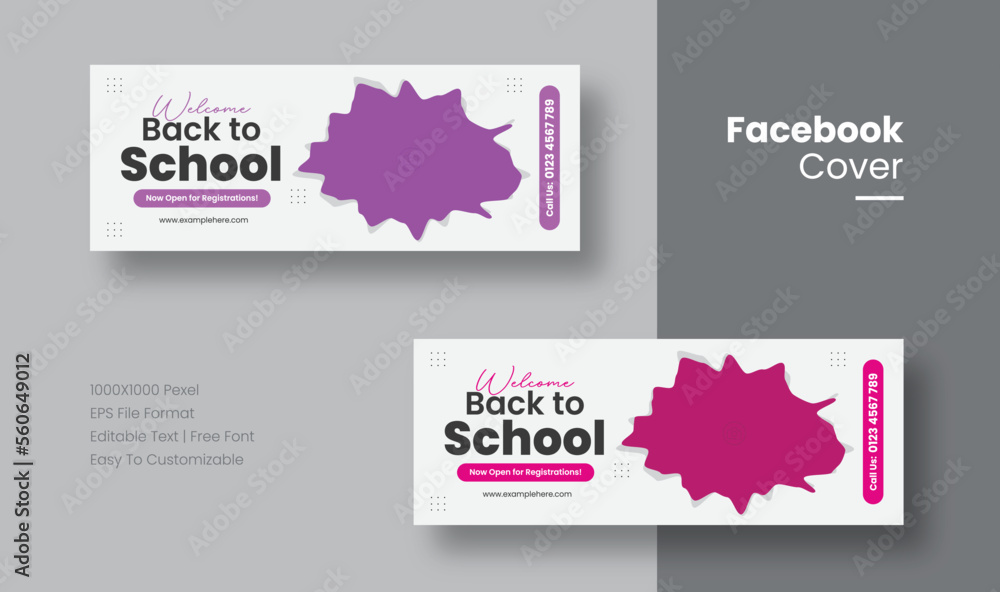 school education Facebook cover page layout & kids school admission web ...