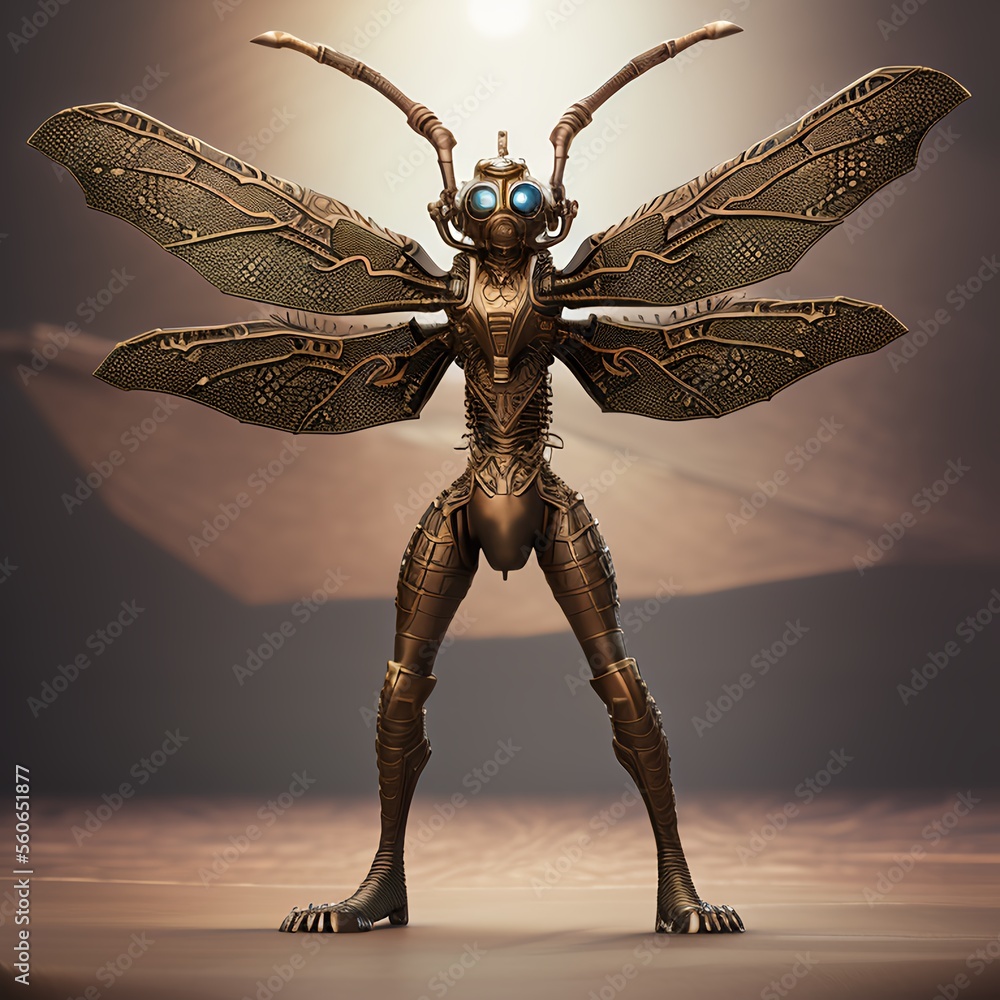 Bronze sculpture of Anthropomorphic wasp. Generative AI. Stock ...