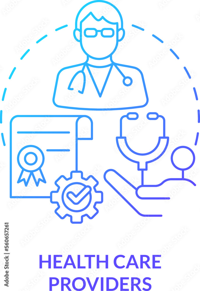 Vetor de Health care providers blue gradient concept icon. Doctor ...