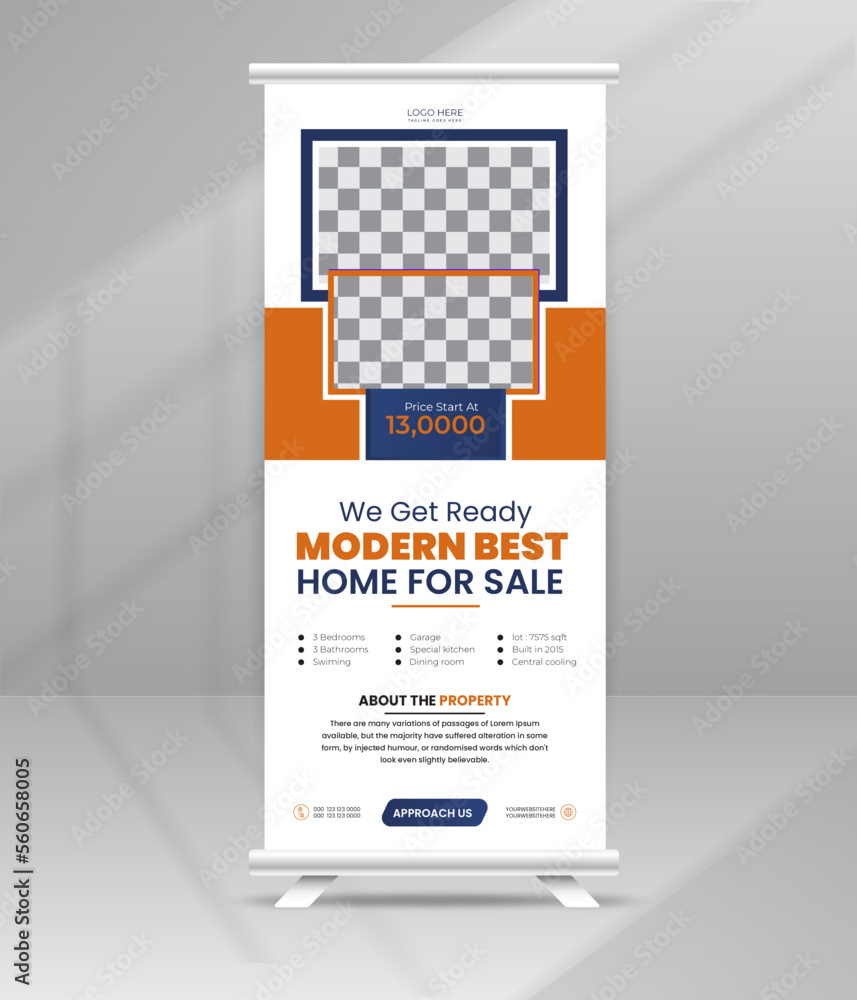 Modern House Sale Roll Up Banner Standee Home Display or pull up, x ...