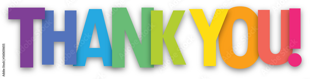 THANK YOU! colorful typography banner on transparent background Stock ...
