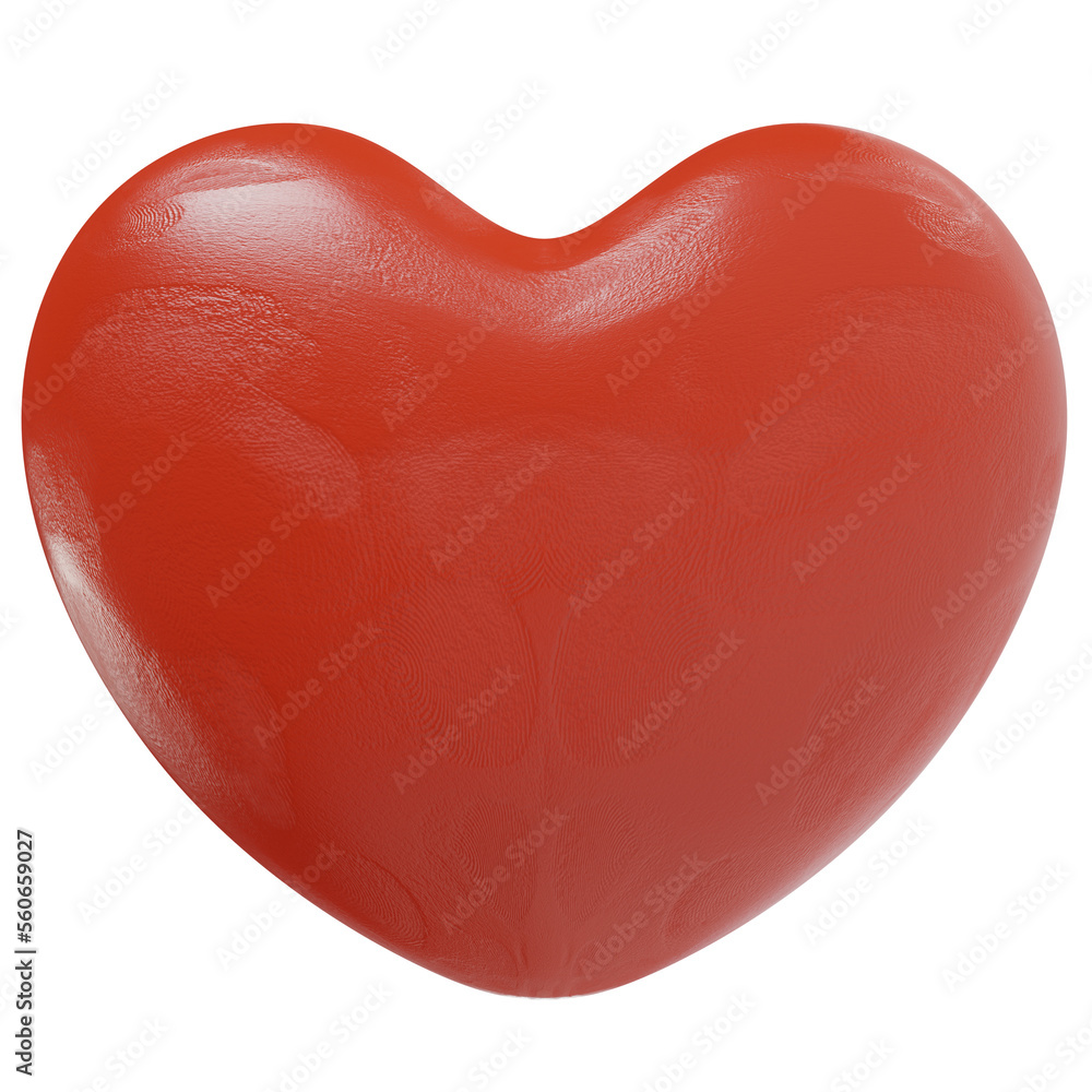 3d cartoon red heart shape in plasticine clay style. Bright vivid ...