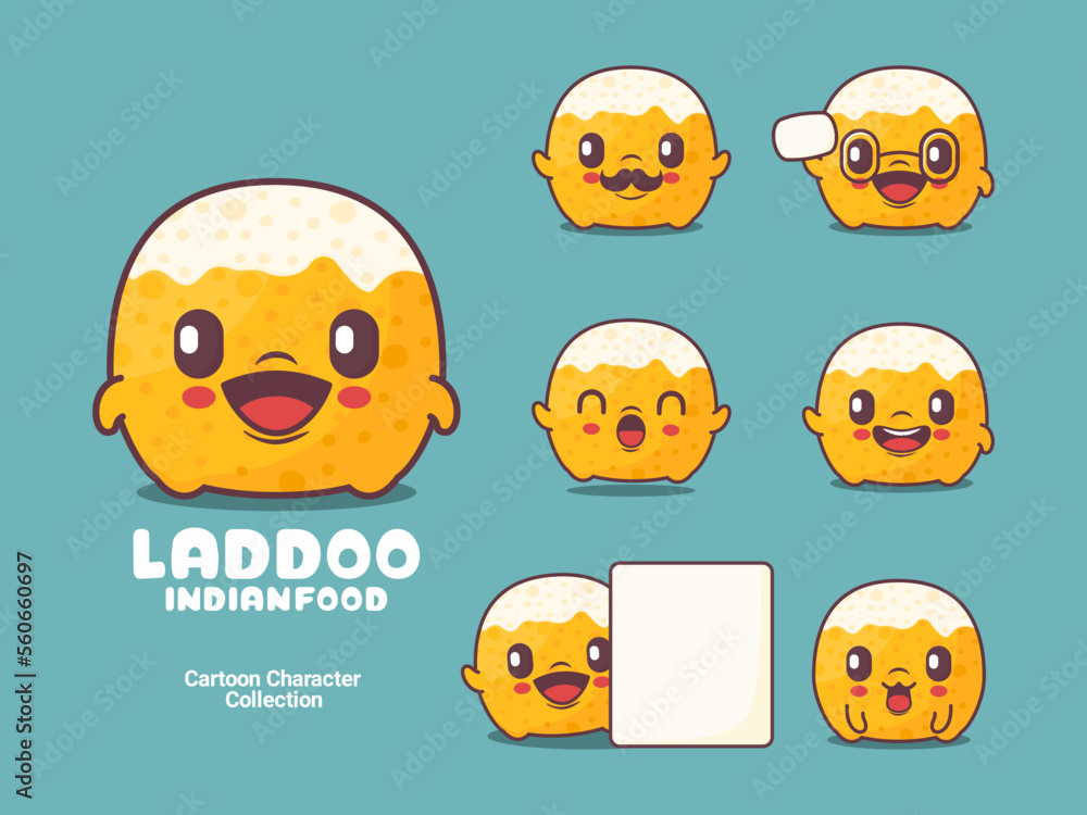 laddoo cartoon character indian food vector illustration Stock Vector ...