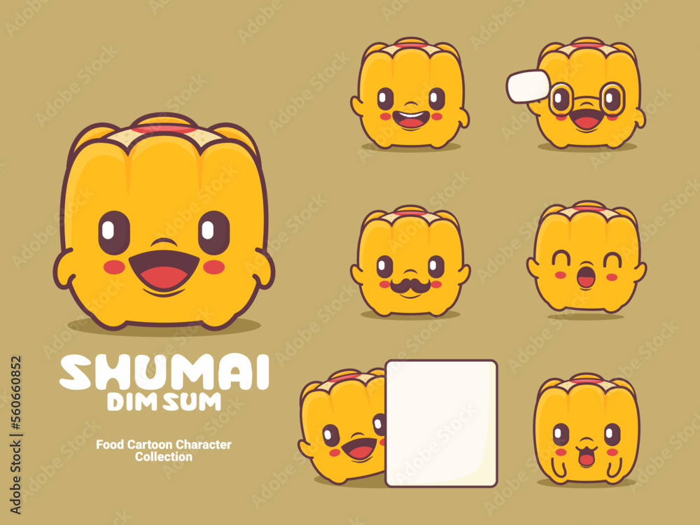 shumai cartoon character chinese food vector illustration Stock Vector ...
