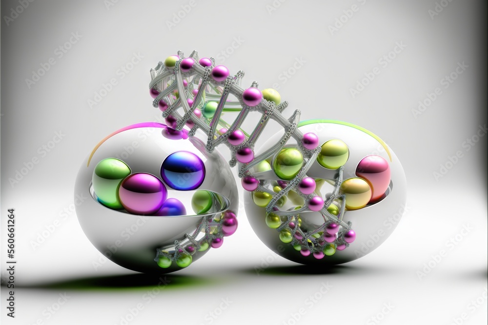 a 3d image of a model of a human cell structure with a single strand of ...