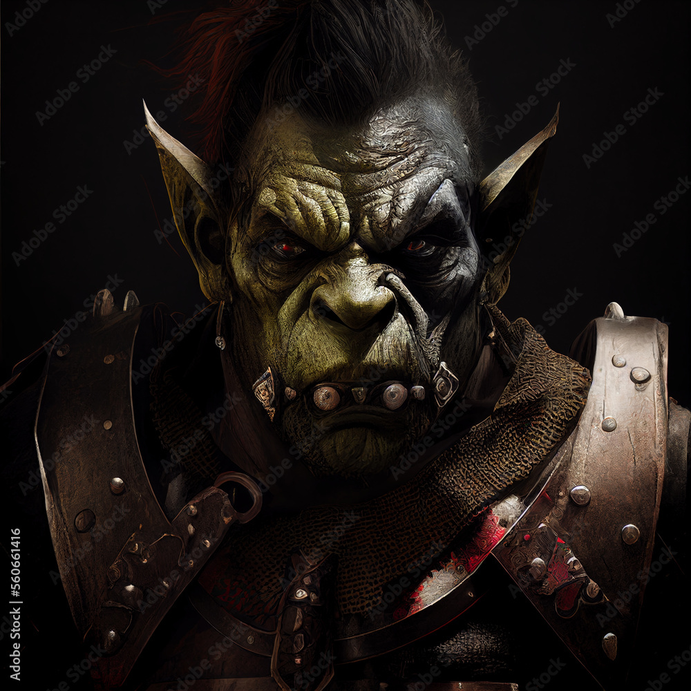 Green Orc Warlord Malevolent Enemy Black War Paint DND Roleplaying ...