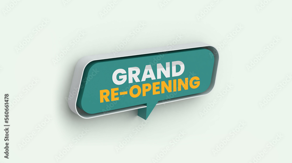 Grand Opening. Grand opening 3D label on plain background. Grand ...