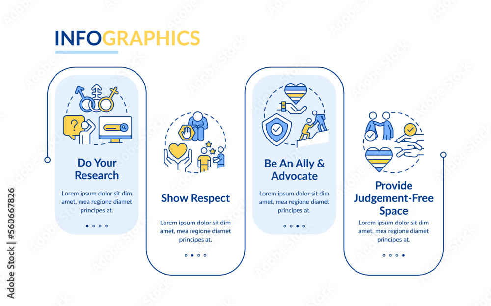 Supporting gender identity rectangle infographic template. Data ...