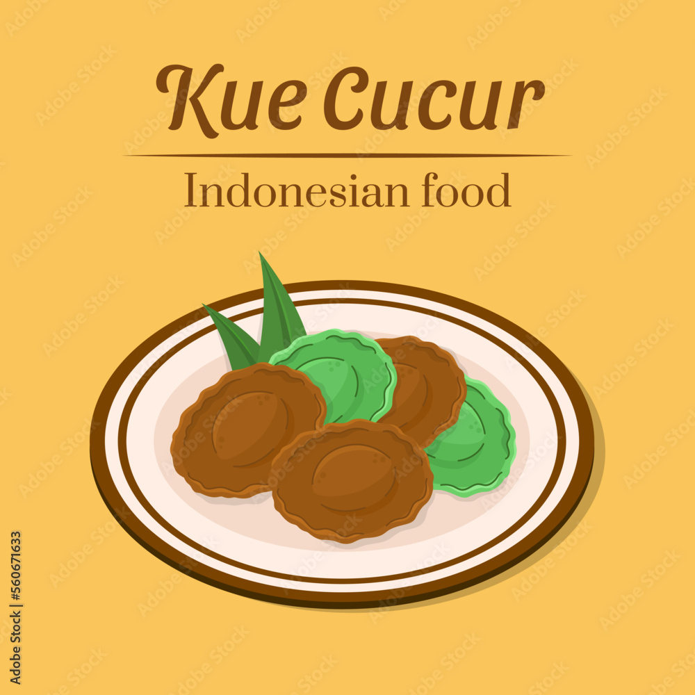 Hand drawn delicious kue cucur or cucur cake traditional indonesian ...