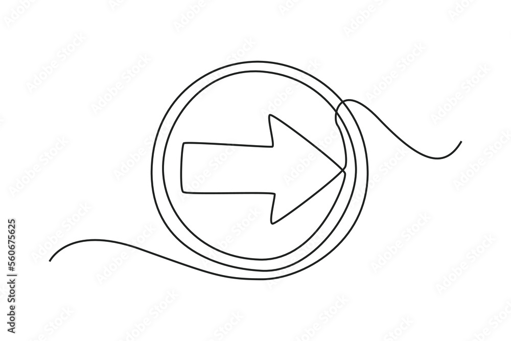 Single one line drawing road way arrow icon. Traffic signs Concept ...