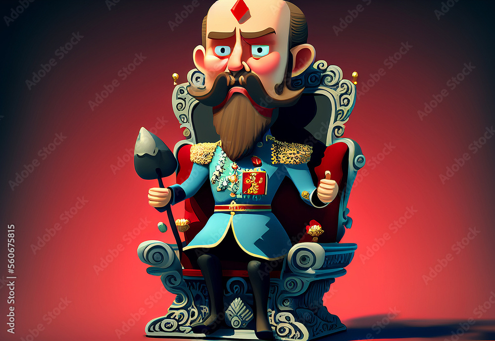 Russian prince. Tsar, warrior. Funny Russian tsar on throne with ...
