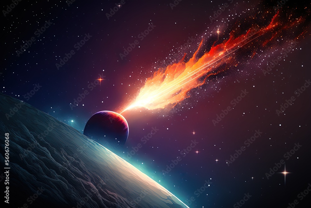 Starry sky with a single shooting star as a backdrop. Generative AI ...