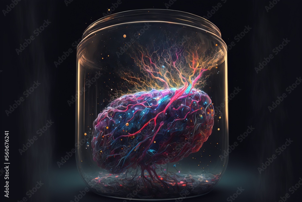 Laboratory experiment of human brain and alien mutagen infused in glass ...