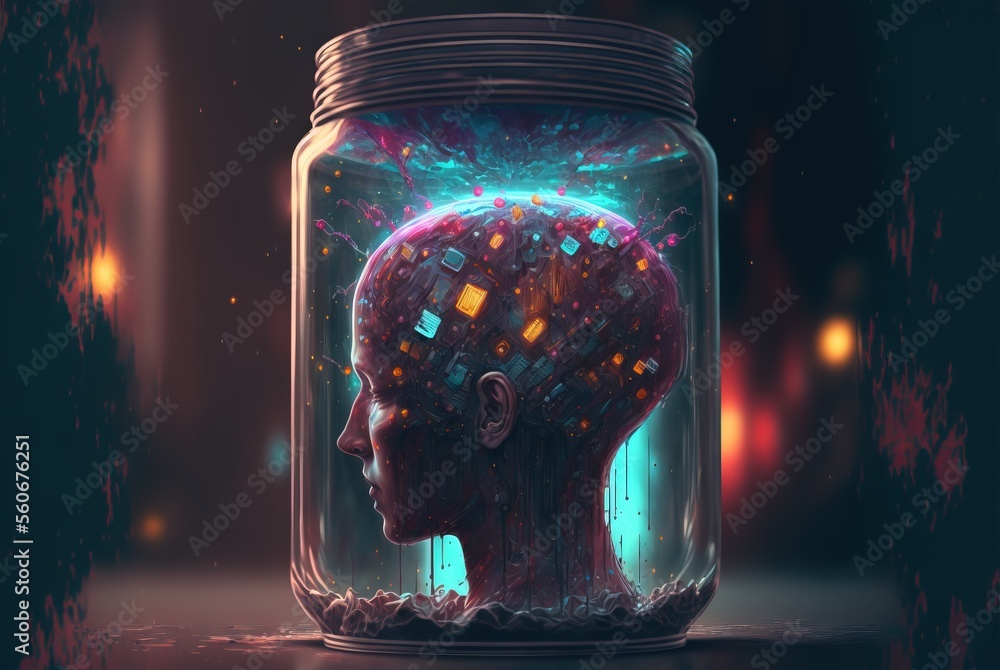Laboratory experiment of human brain and alien mutagen infused in glass ...