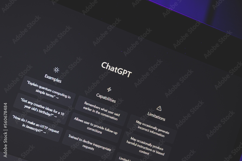 ChatGPT on computer. Chat GPT is artificial intelligence AI chatbot ...