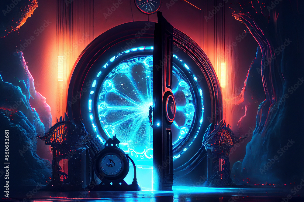Time portal, travel through time, conceptual ai illustration Stock ...